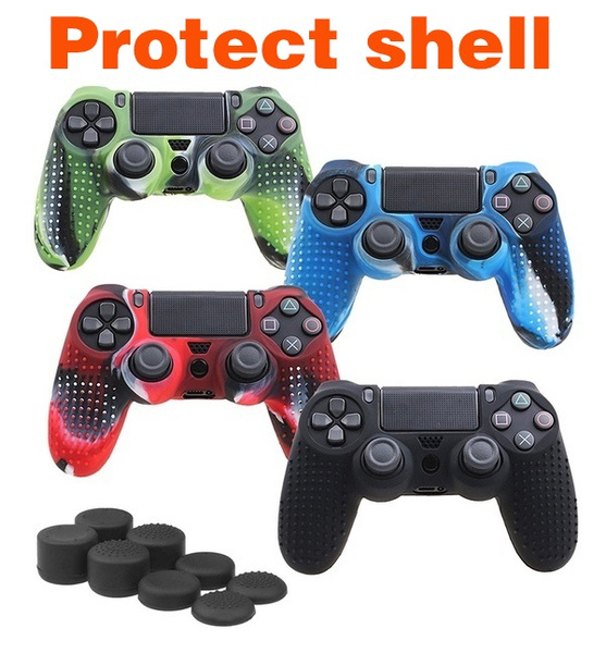 5 Colors Anti-Slip Silicone Cover Case Add 4 Joystick Caps for PS4 ...