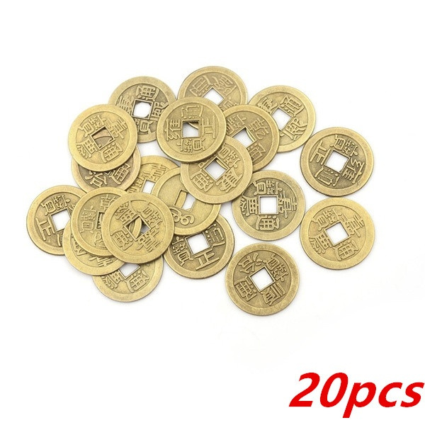 20pcs Metal Feng Shui Coins 2.3cm Lucky Chinese Fortune Coin I Ching ...