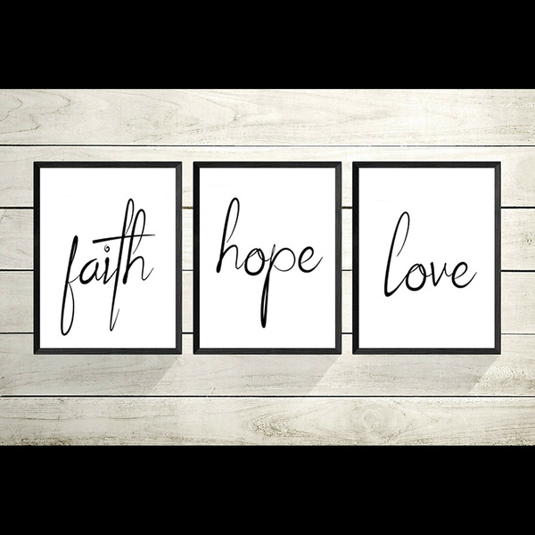 Handwriting Scripts Bible Verse Nordic Poster Wall Art Faith Hope Love ...