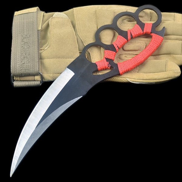 Camp guard hunting knife outdoor hand ring claw knife saber tactical ...