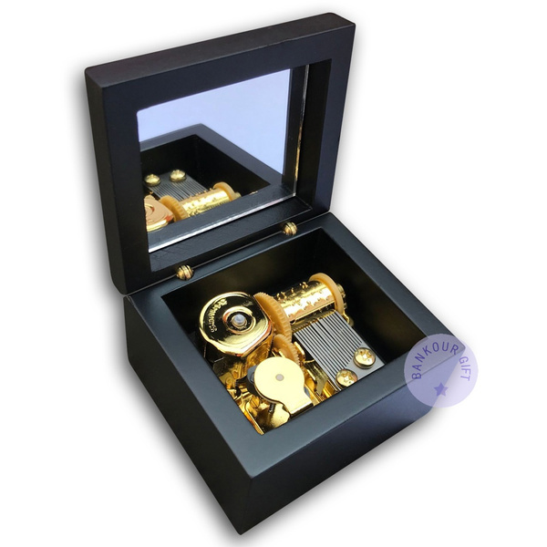 Play "Speak Softly Love" Black Wooden WInd Up Music Box With Sankyo ...