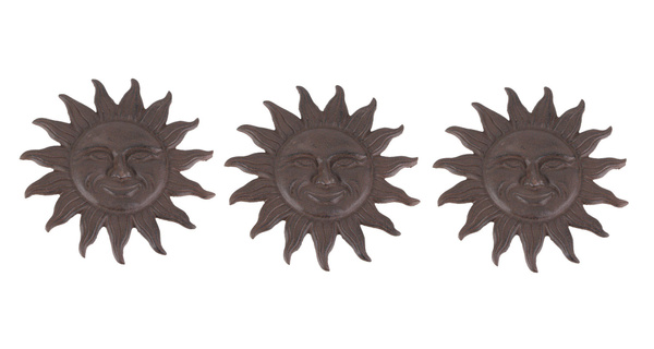 Set of 3 Cast Iron Smiling Sun Face Garden Pathway Stepping Stones | Wish