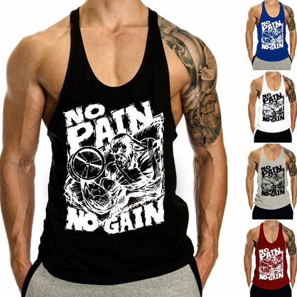 Bodybuilding vest men's summer fashion printed men's sports vest ...