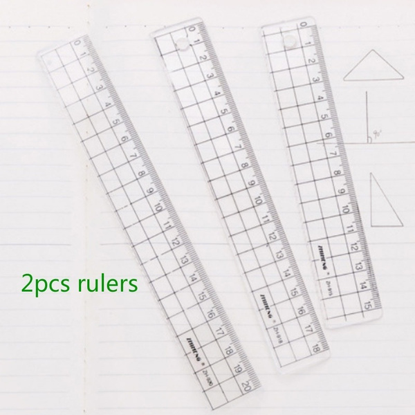 15/18/20cm 2pcs/pack Transparent Straight Ruler Plastic Drawing Rulers ...