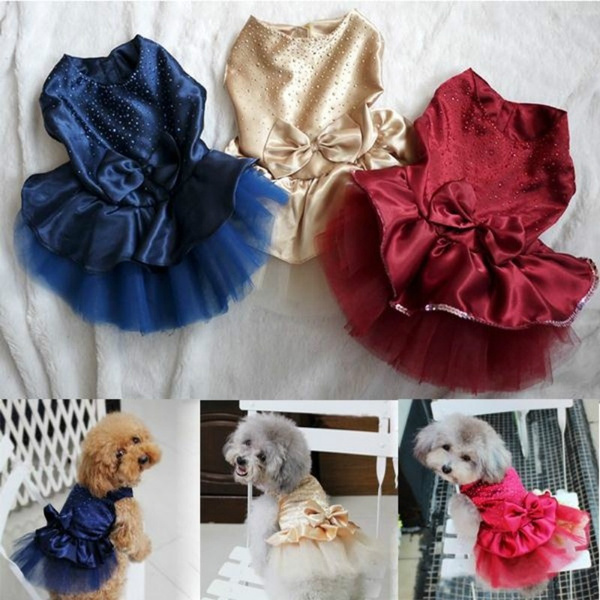 3 Color Mesh Princess Dog Dresses Summer Dog Clothes Bow Tutu Princess ...