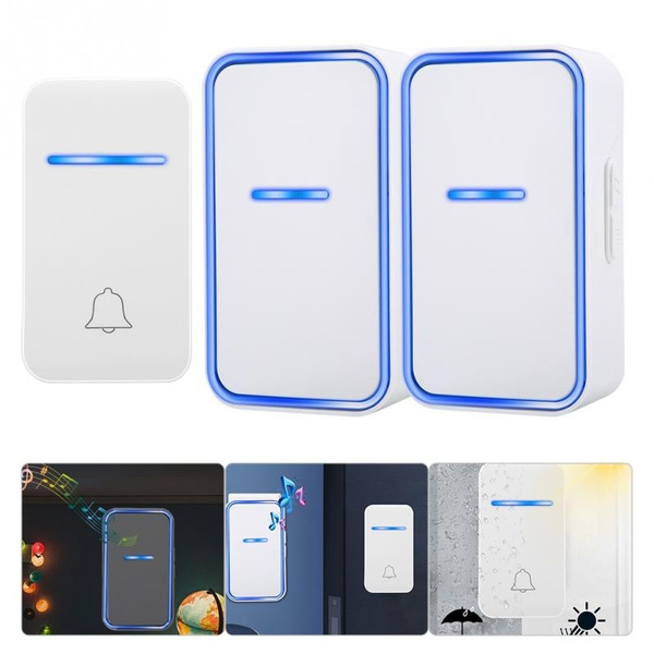 Home Security Wireless Self-generating Doorbell LED Flash 38 Alarm Door ...