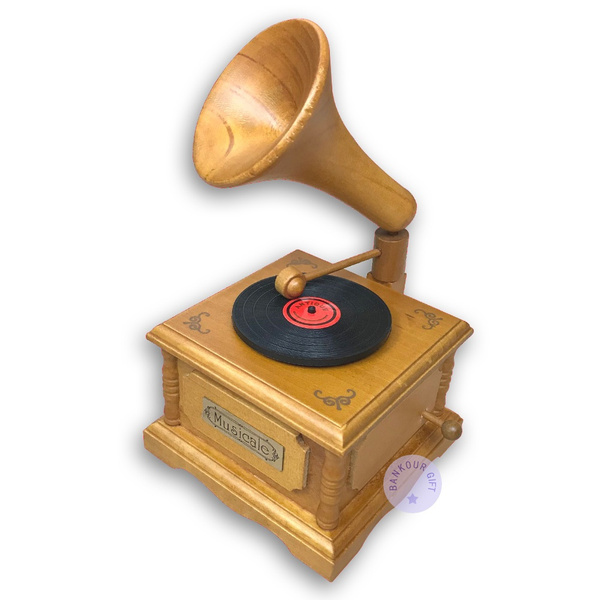 Play "Speak Softly Love" Wooden Gramophone Music Box With Sankyo ...