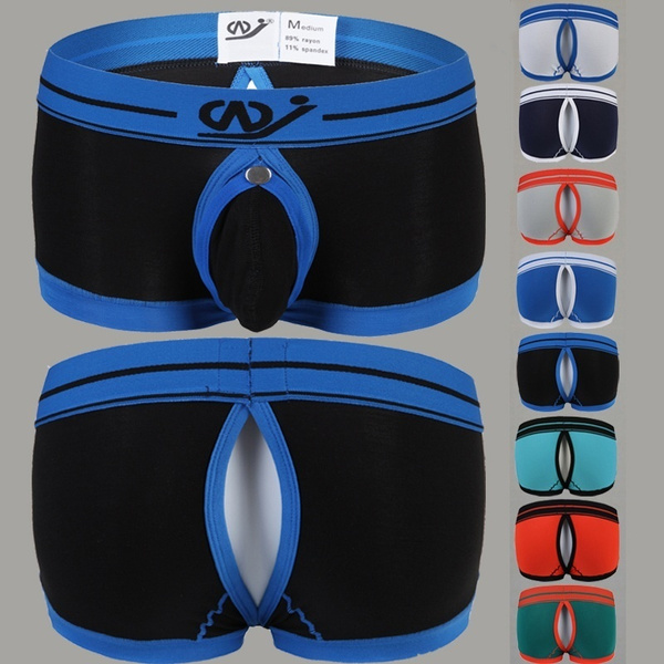 Mens Sexy Cotton Underwear Detachable Pouch Boxer Short Briefs Back ...