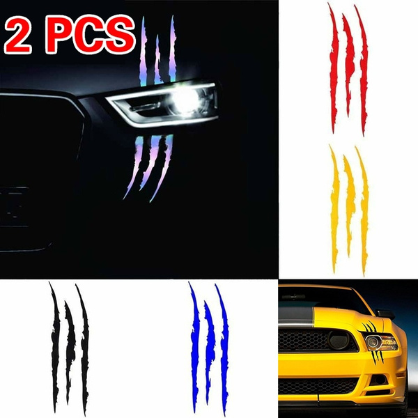 2Pcs Hot Auto Car Sticker Reflective Monster Claw Scratch Stripe Marks ...