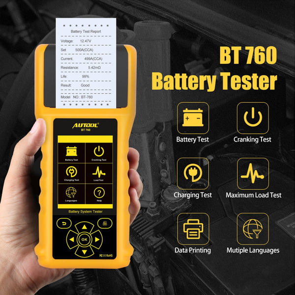 AUTOOL BT760 12V 24V Car Battery Tester 10-2200CCA Car Battery Analyzer ...