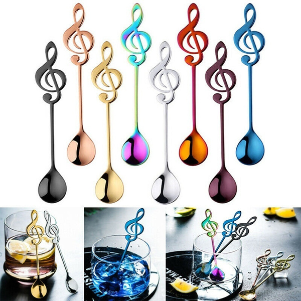 1 piece Stainless Steel Coffee Spoon Music Note Handle Sugar Dessert ...