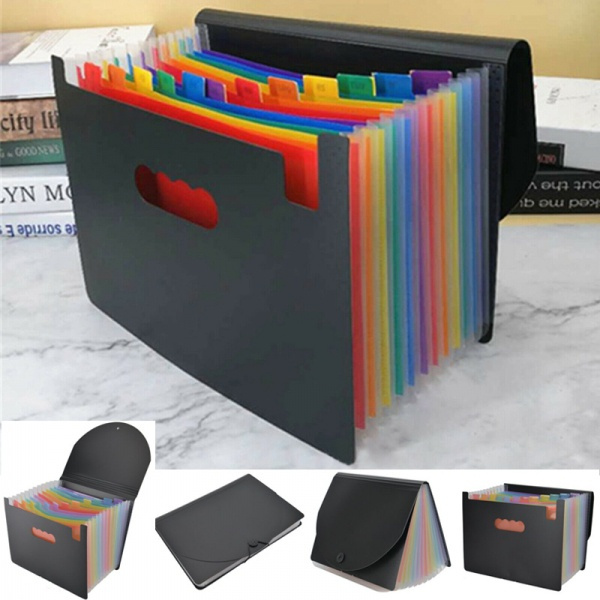 Expanding File Box 13 Pocket A4 Folder Document Organiser with Flip ...