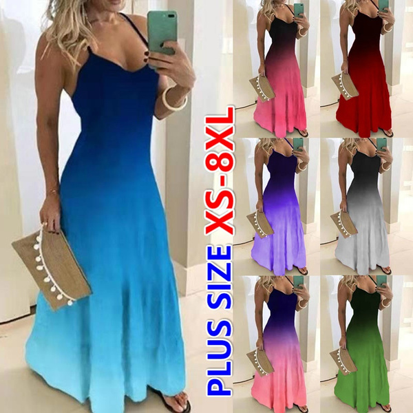 XS-8XL New Women's Fashion Summer Sleeveless Gradient Printing Sling ...
