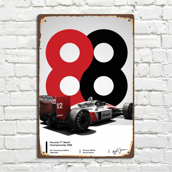 Ayrton Senna F1 Formula Mclaren Super Racing Car Metal Tin Sign Pin Up ...