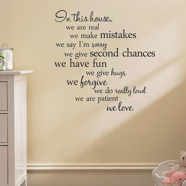 Diy Removable English Proverb House Rules Quote Wall Stickers Home ...