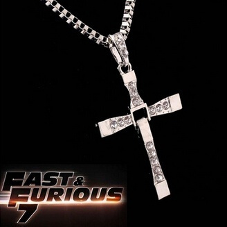 High Quality Mens Silver Cross Pendant with 24 inch Box Chain Crystal ...