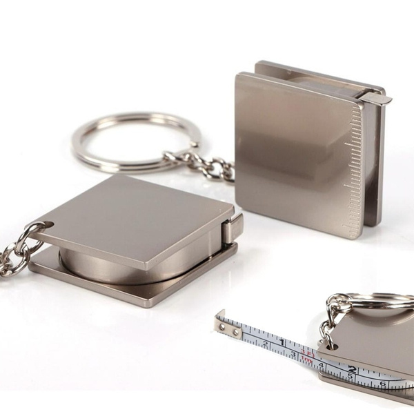 Retractable Stainless Steel Ruler Tape Measure Keychain Key Ring ...