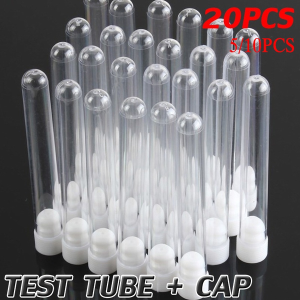 5/10/20Pcs Transparent Clear Plastic Test Tubes Vials 100mm X 12mm with ...