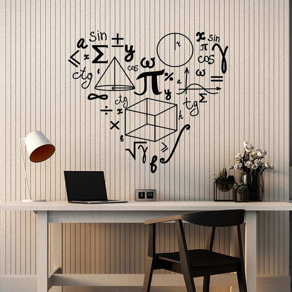 Creative Mathematics Love Pattern Wall Stickers For School Math Vinyl ...