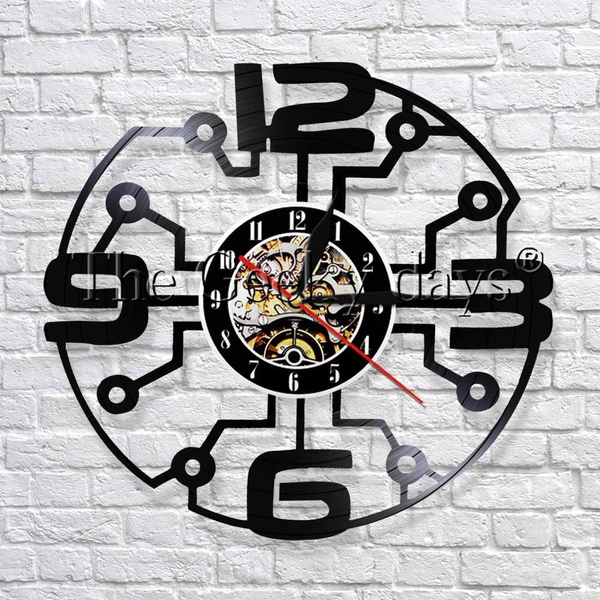 Creative Wall Clock Modern Design Techno Vinyl Records Retro Art Watch ...