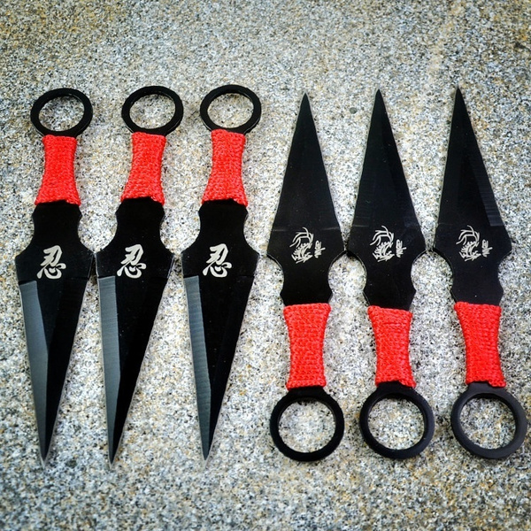 6PC ninja outdoor practice darts camp with red rope flying knife tactics dagger small straight ...