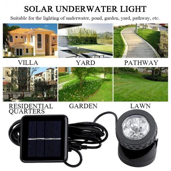 Single Head Solar Powered 6LED Underwater Submarine Lamp Spotlight ...