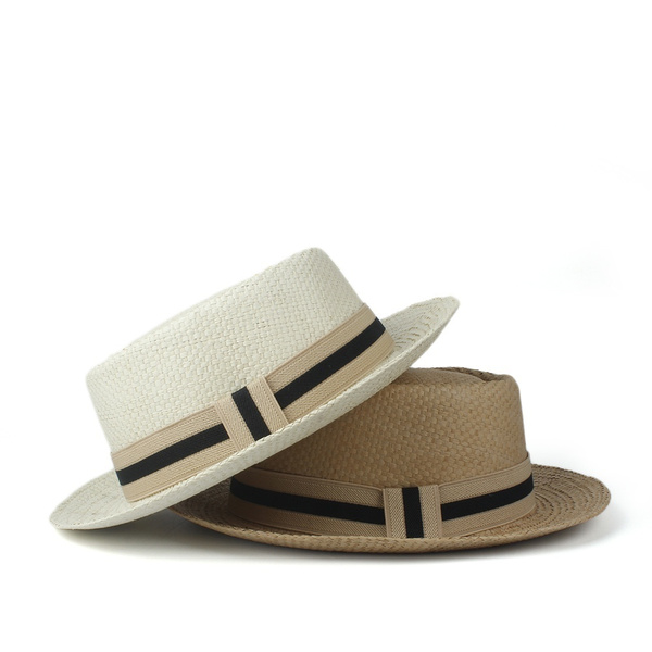Women Men Traw Sun Hat Summer Pork Pie Hat Sunbonnet Hat Lady Flat ...