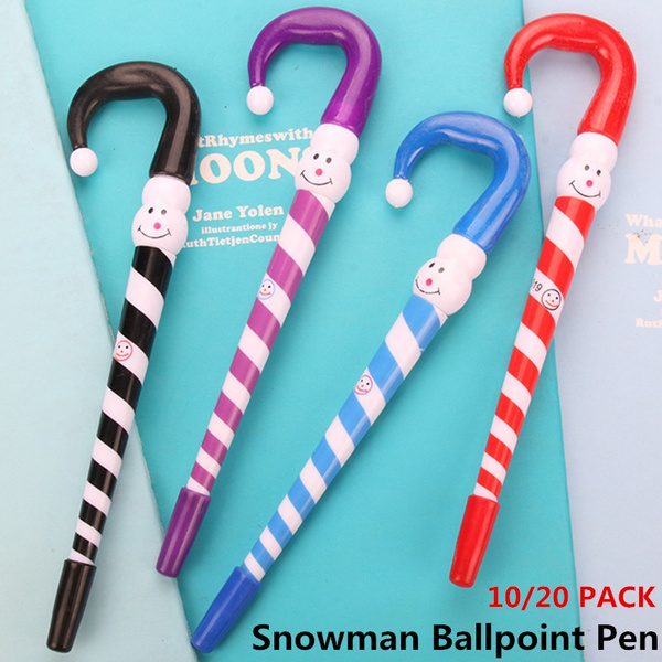 10/20 Pack Snowman Ballpoint Pens Candy Cane Shaped Pens for Christmas ...