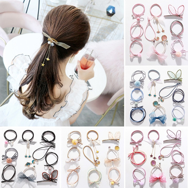 9 Pcs/set Starry Head Rope Hair Rope Headwear Set Hair Ring Simple Girl ...