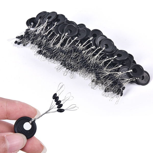 100 PCS Fishing Float Stop Rubber Stopper Bobber Sinker Line Beans ...