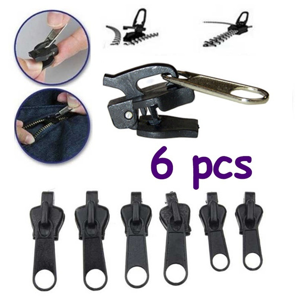 6pcs Black Universal Instant Fix Repair Replacement Zip Metal Sewing ...