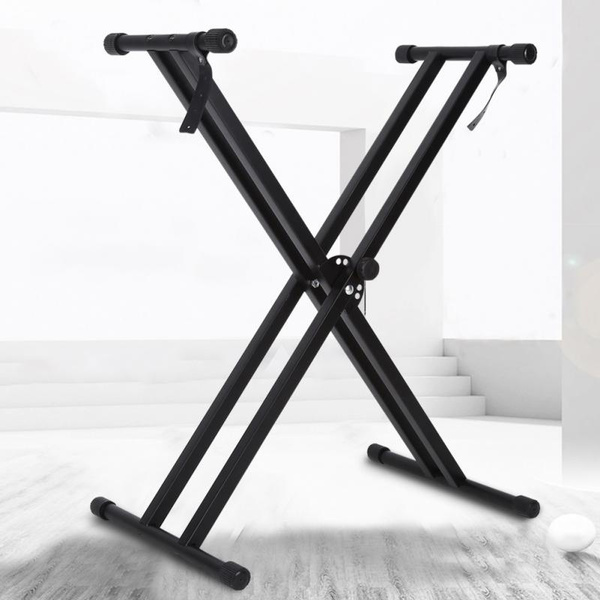 Adjustable 2-Tier X Style Dual Keyboard Stand Electronic Piano Double ...