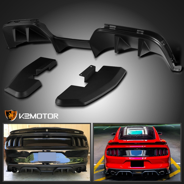 Fits 2015-2017 Ford Mustang R Style Rear Bumper Diffuser w/ Side ...
