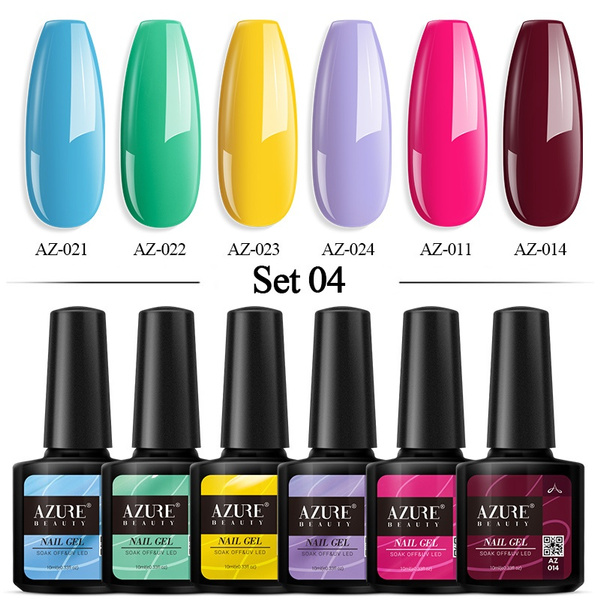6 Bottles/Set Red UV Gel Set Soak off Nail Art Gel Varnish Gel Nail ...