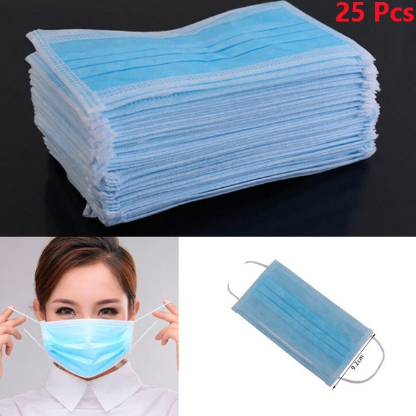 New 25 Pcs Disposable Mask +3 Layer Non-woven Dust-proof Mask For ...
