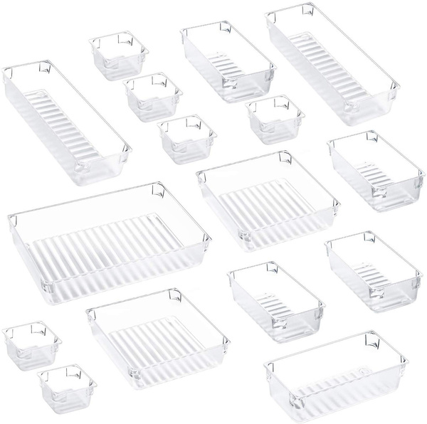 [BEST DEAL] 16 Pcs Desk Drawer Organizer Set 5-Size Bathroom Drawer ...