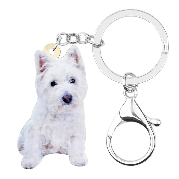 Acrylic White West Highland Terrier Dog Keychains Jewelry Animal ...
