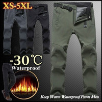 Men Winter Fashion Warm Soft Shell Pants Waterproof Outdoor Camping ...