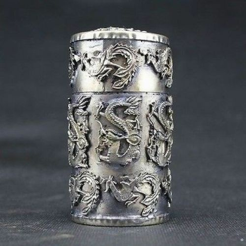 Chinese HANDWORK OLD MIAO SILVER copper CARVED DRAGON PHOENIX Jewelry ...