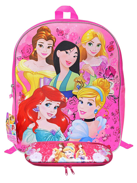Disney Princess Pink Ariel 15" Backpack w/ Princess Zip Pencil Case | Wish