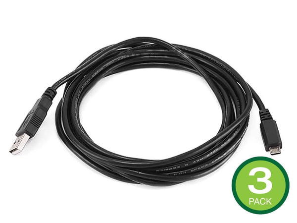 Monoprice USB Type-A to Micro Type-B 2.0 Cable - 10 Feet - Black (3 ...