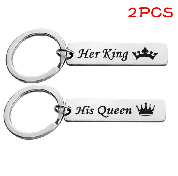Stainless steel crown crown hanging her king his queen couple key chain ...