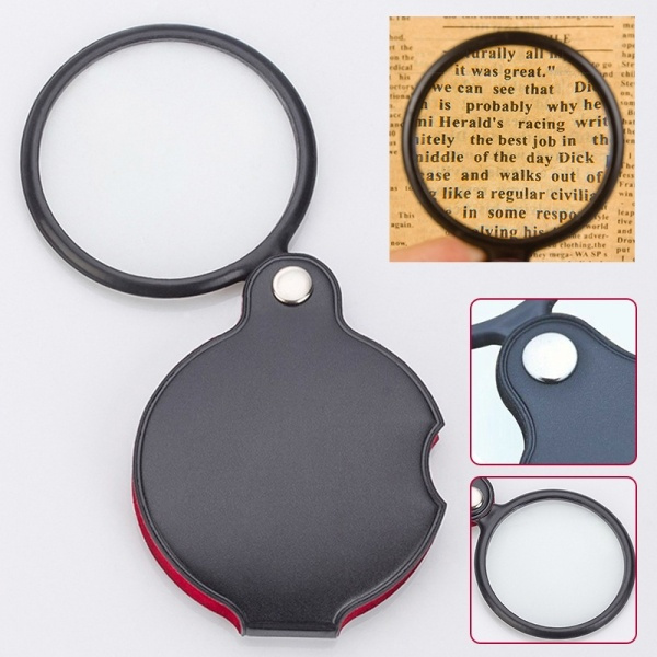 Leather Pouch Folding Magnifying Loupe 8x Glass Lens Pocket Magnifier