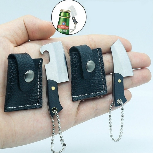 2020 New Mini Bottle Opener Knife, bronze knife key ring small pocket ...