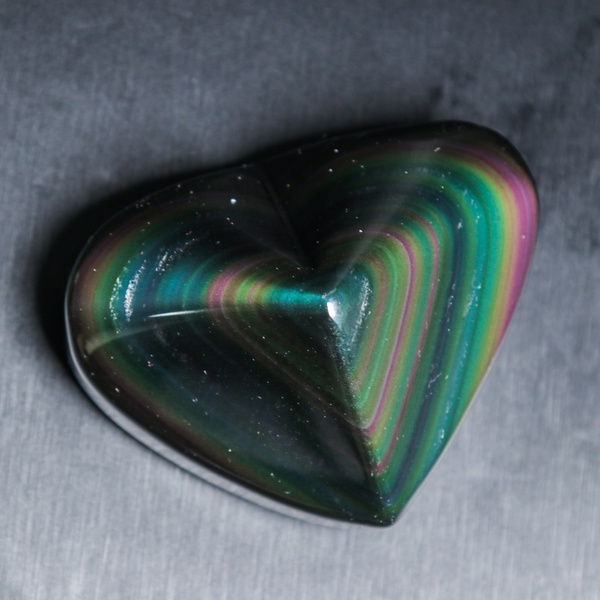 Natural Obsidian Colorful Information Heart Shaped Gemstone, Natural ...