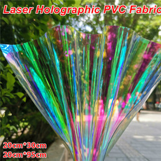 Metallic Laser Shiny Stretch Elastic Fabric Silver Iridescent Rainbow ...