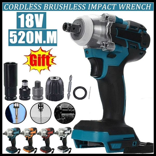 New Tool High Torque 18V 520N.M Brushless Cordless Electric Wrench 1/2 ...