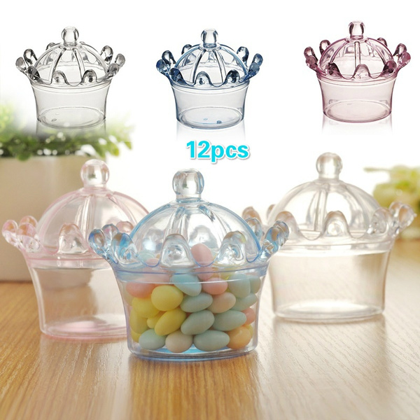 12Pcs/set Transparent Crown Shaped Candy Boxes Sweet Plastic Shaped ...