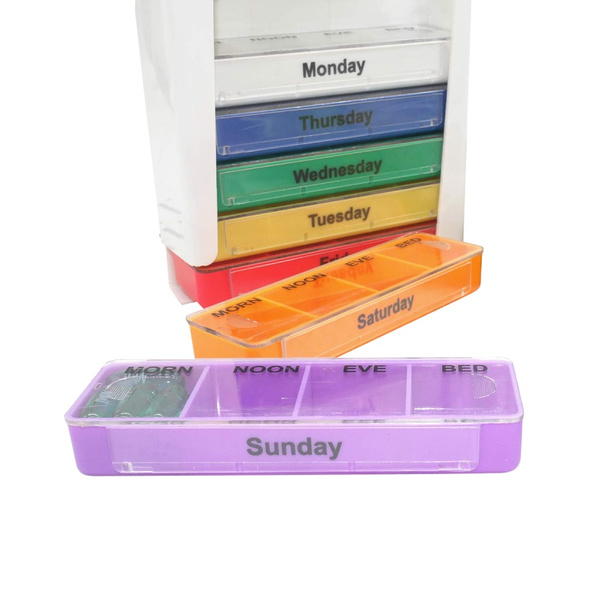 Weekly 7 Days 4 Times A Day Pills Box Stackable Medicine Organizer | Wish