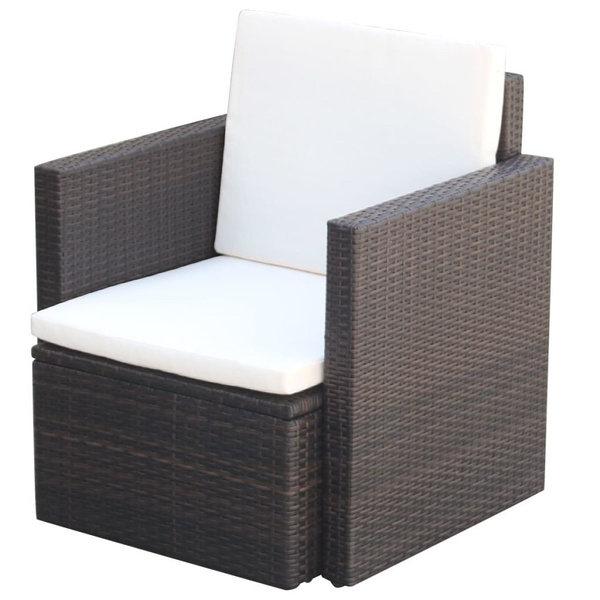 Gartenstuhl mit Polstern und Kissen Poly Rattan brown | Wish Gartenstuhl mit Polstern und Kissen Poly Rattan brown | Wish